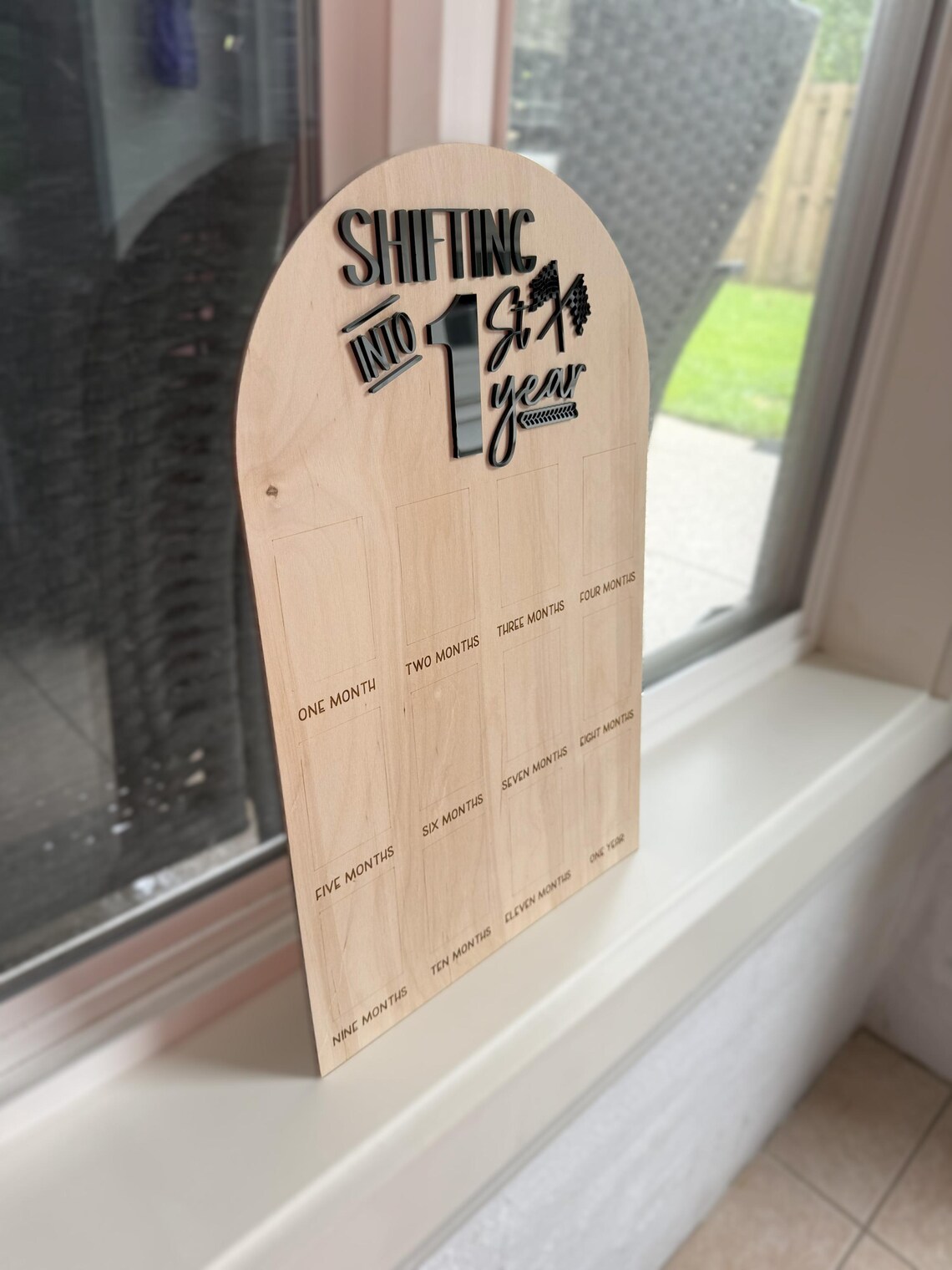 Shifting to 1st Year Birthday Photo Board: Engraved Wood & Acrylic - Etsy