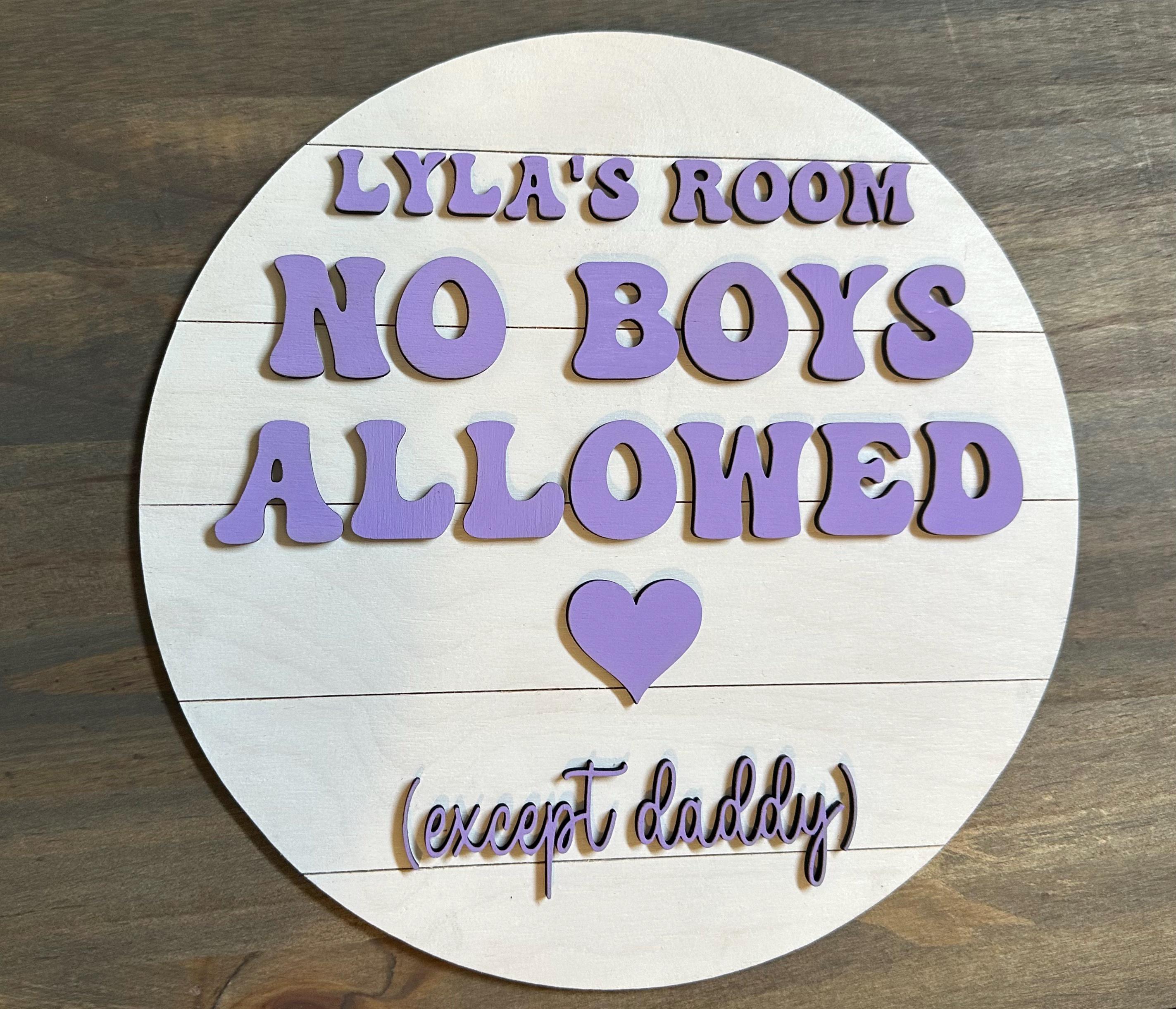 Personalized Girls Only Door Sign - Handmade No Boys Allowed Plaque ...