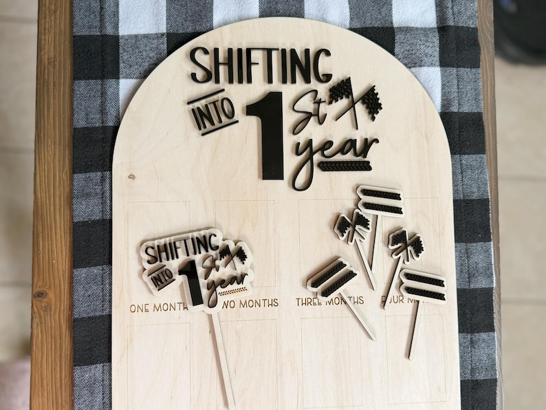 Shifting to 1st Year Birthday Photo Board: Engraved Wood & Acrylic - Etsy