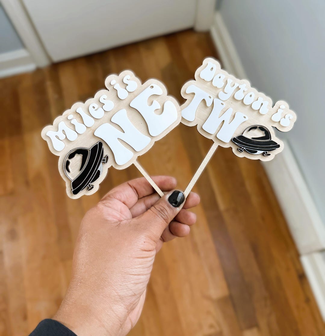 Personalized UFO Cake Topper for Space Themed First or Second Birthday ...