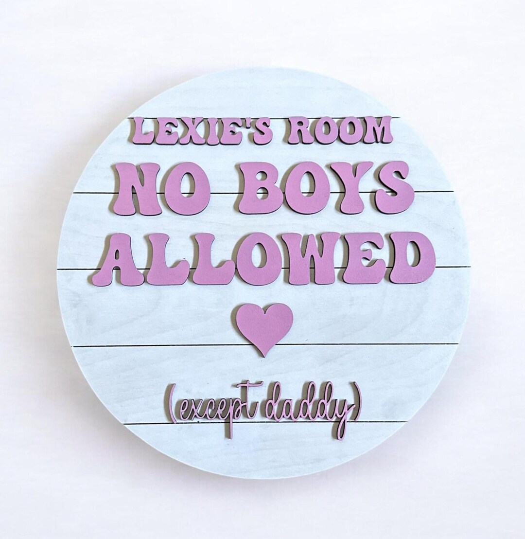 Personalized Girls Only Door Sign - Handmade No Boys Allowed Plaque ...