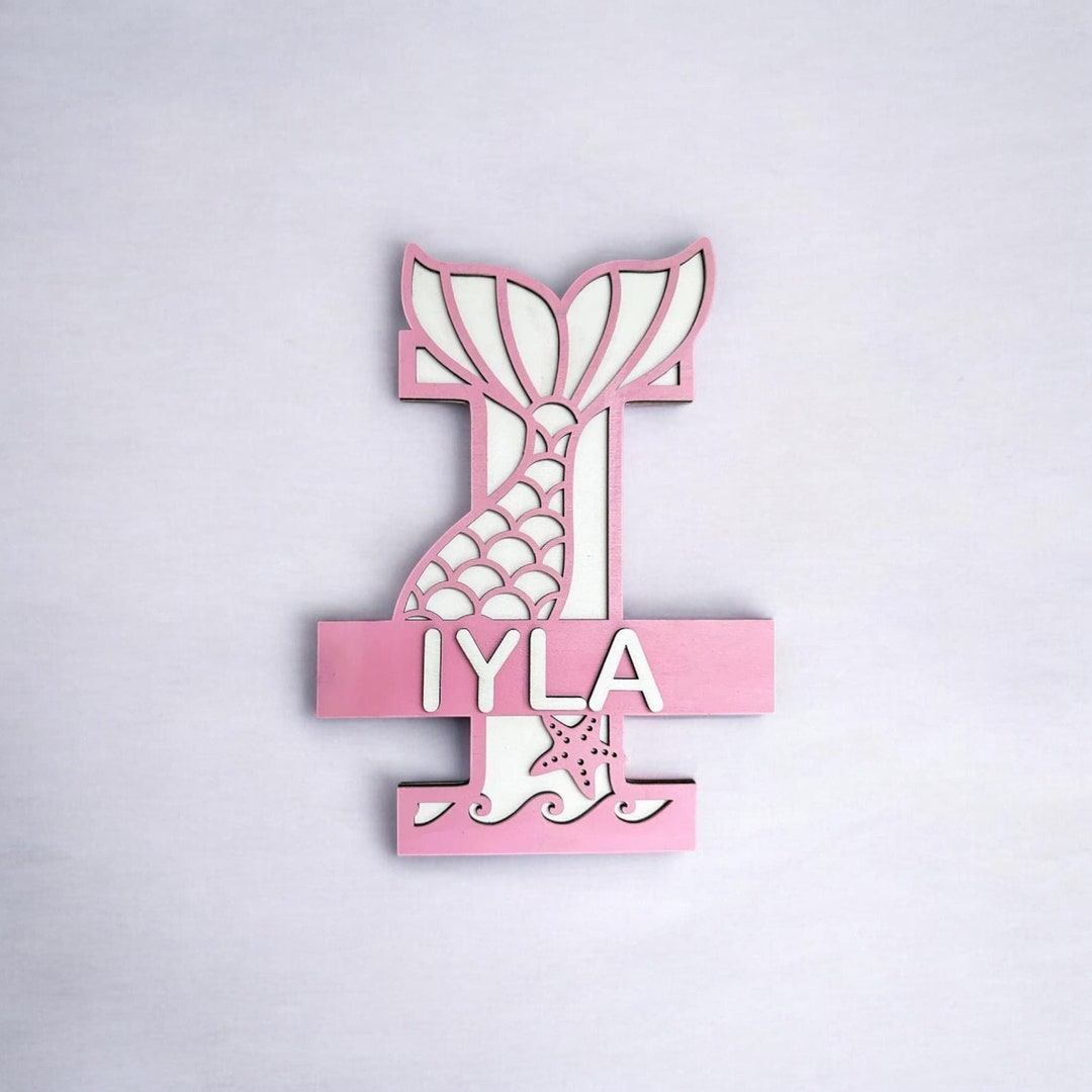 Personalized Wooden Mermaid Initial Wall Art: Laser Cut Nursery Decor ...
