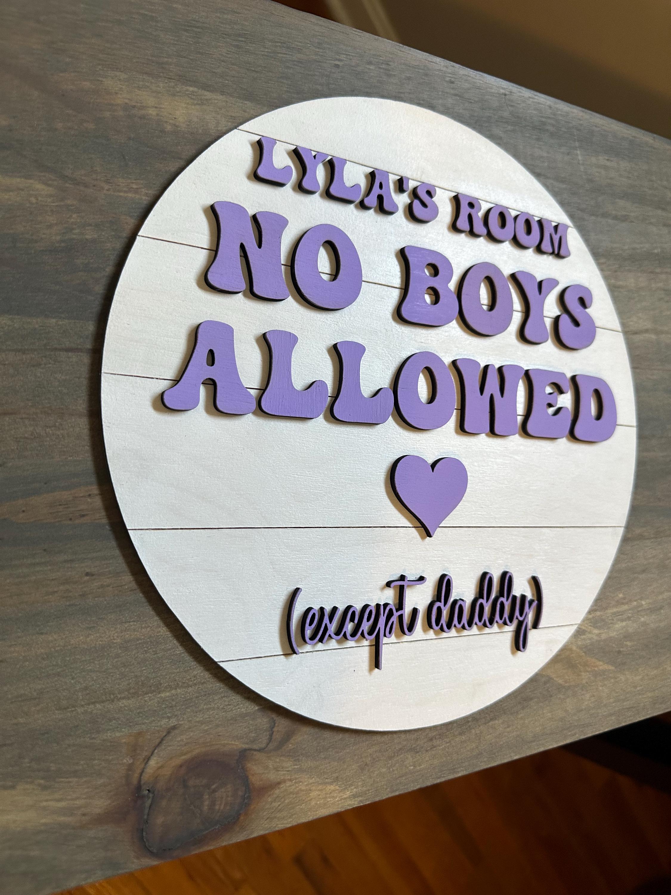 Personalized Girls Only Door Sign - Handmade No Boys Allowed Plaque ...