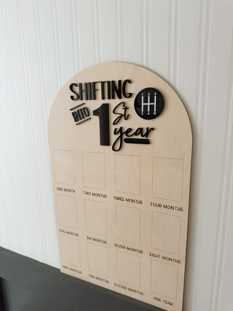 Shifting to 1st Year Birthday Photo Board: Engraved Wood & Acrylic - Etsy
