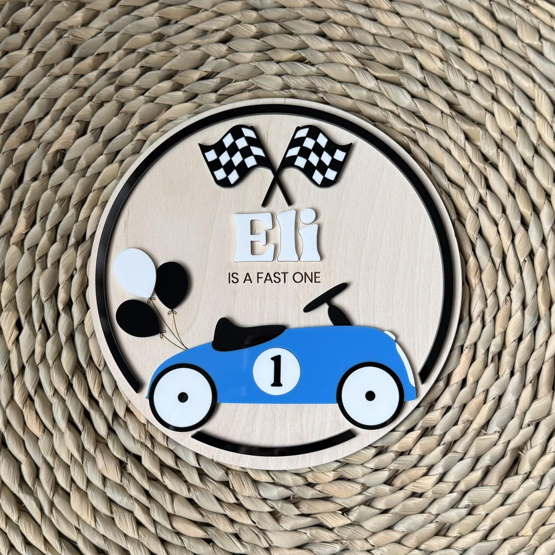 Racing Car Name Sign, Personalized Wood & Acrylic (nursery or Birthday ...