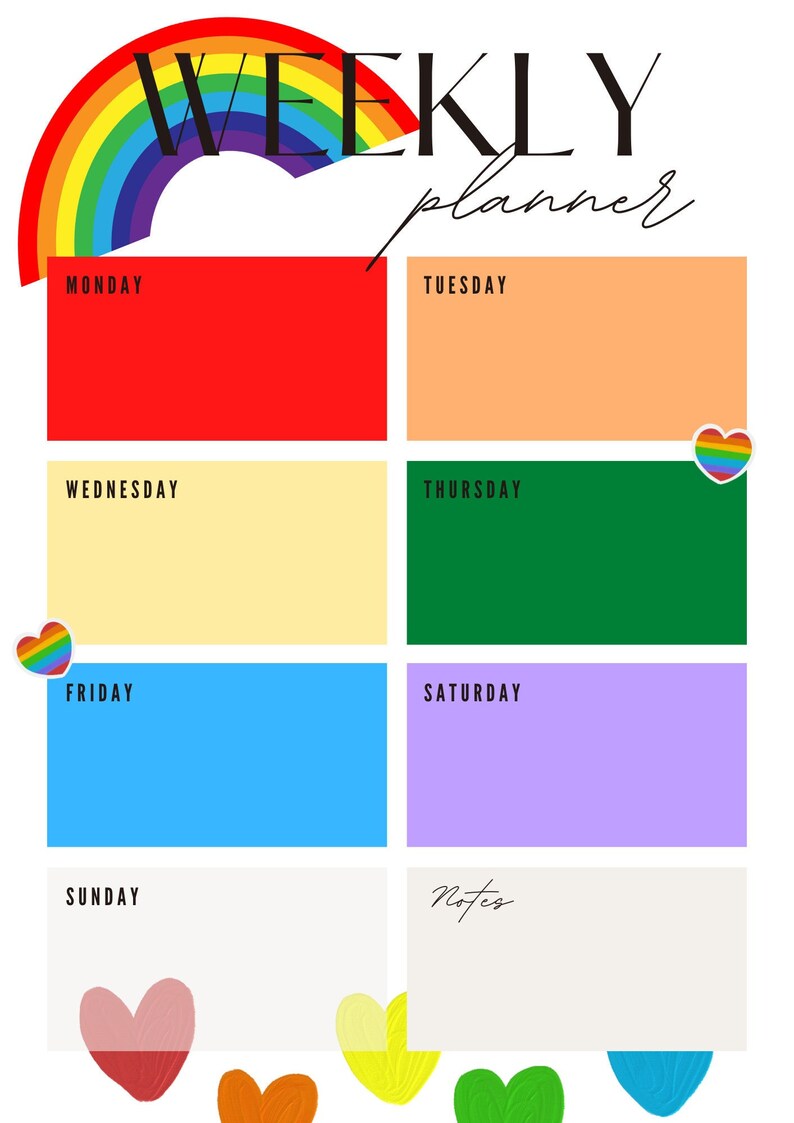 Weekly Planner, LGBT, Colorful Monday Through Friday Planner - Etsy