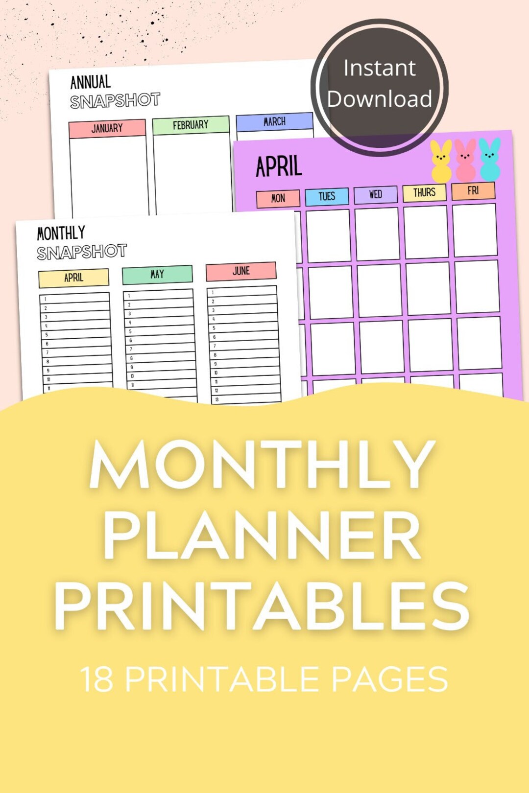 Colorful Monthly Calendar Planner, Printable Design (PDF Download - Etsy