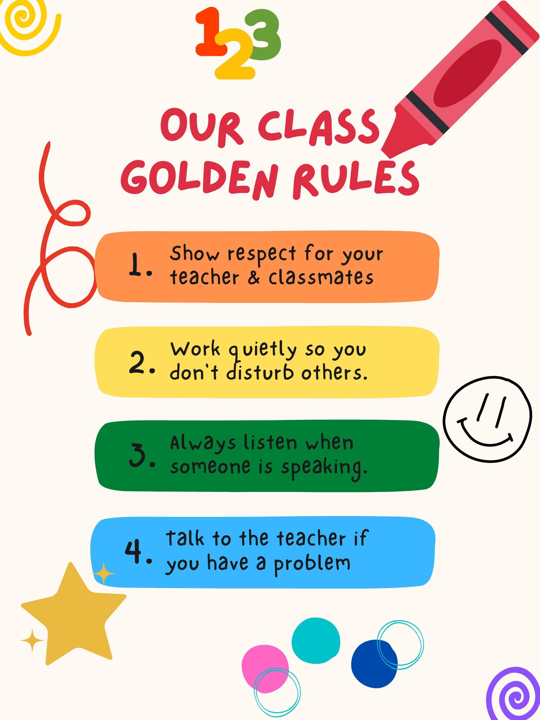 Colorful Classroom Rules Poster School Poster Rules - Etsy