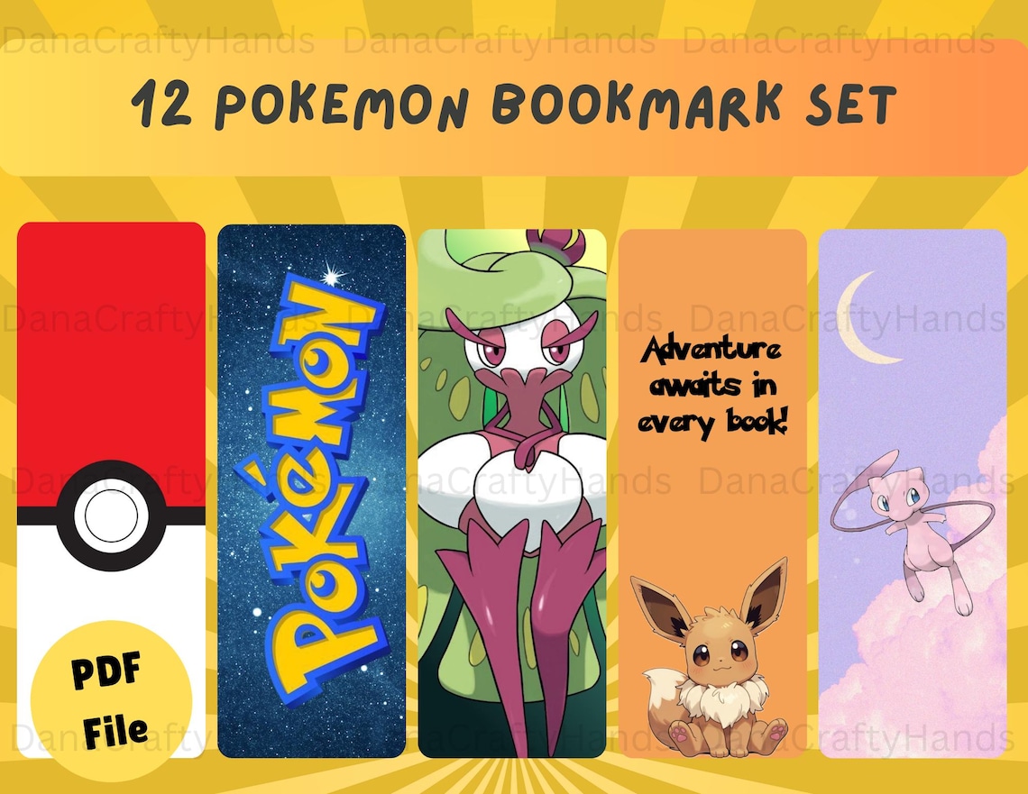 Printable Pokemon Bookmarks | Kids Bookmarks | 12 Styles | PDF Format ...