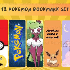 Printable Pokemon Bookmarks | Kids Bookmarks | 12 Styles | PDF Format ...