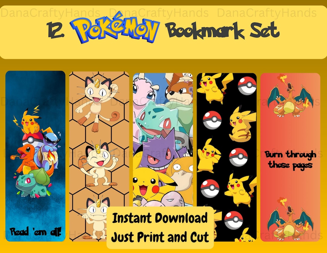 Printable Pokemon Bookmarks | Kids Bookmarks | 12 Styles | PDF Format ...