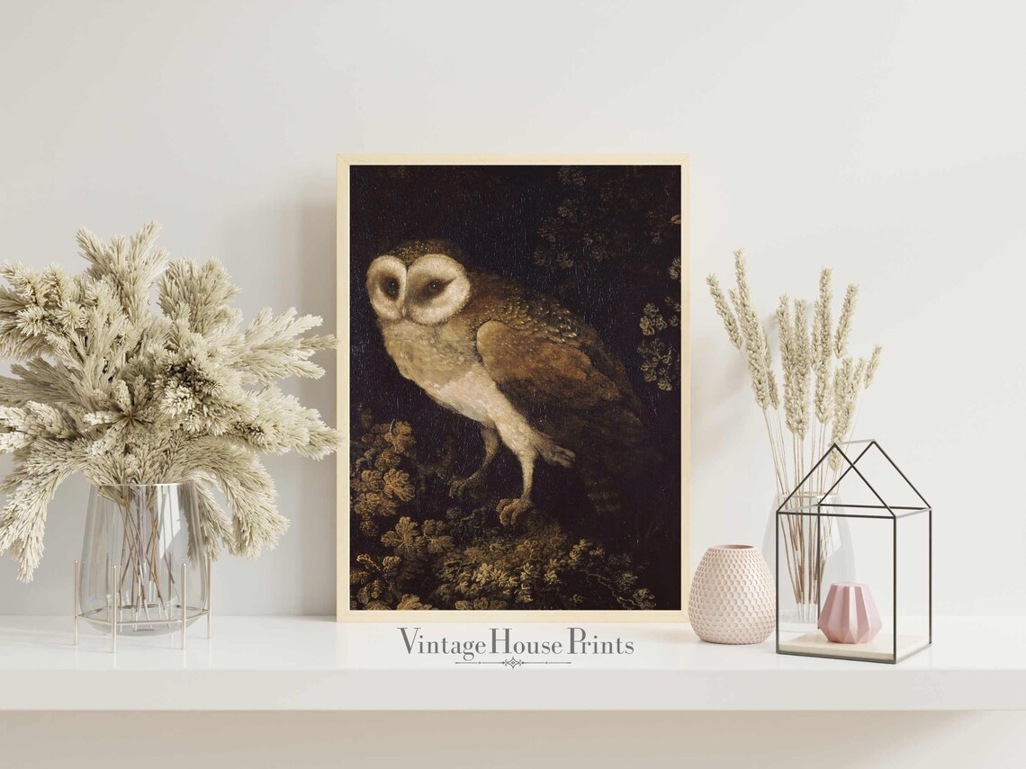 Nature Painting, Owl, Vintage Fine Art, Wall Art, Home Decor, Digital ...