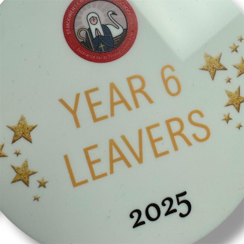 Personalized School Leavers Medal 2025 – White Acrylic Keepsake, Custom ...