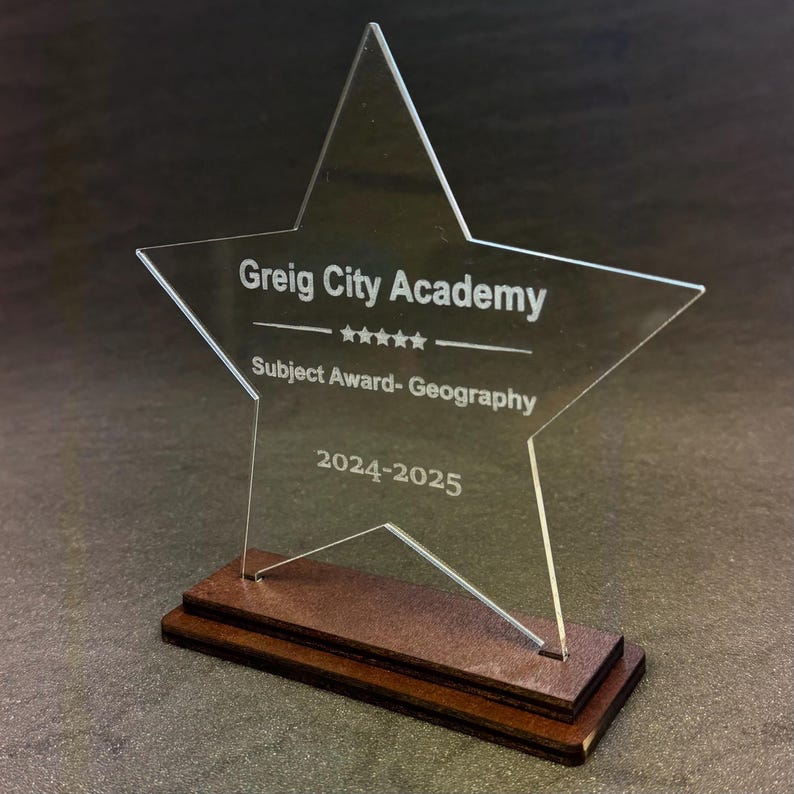 Personalised Engraved Trophy Wood Personalised Award Customised Gift ...