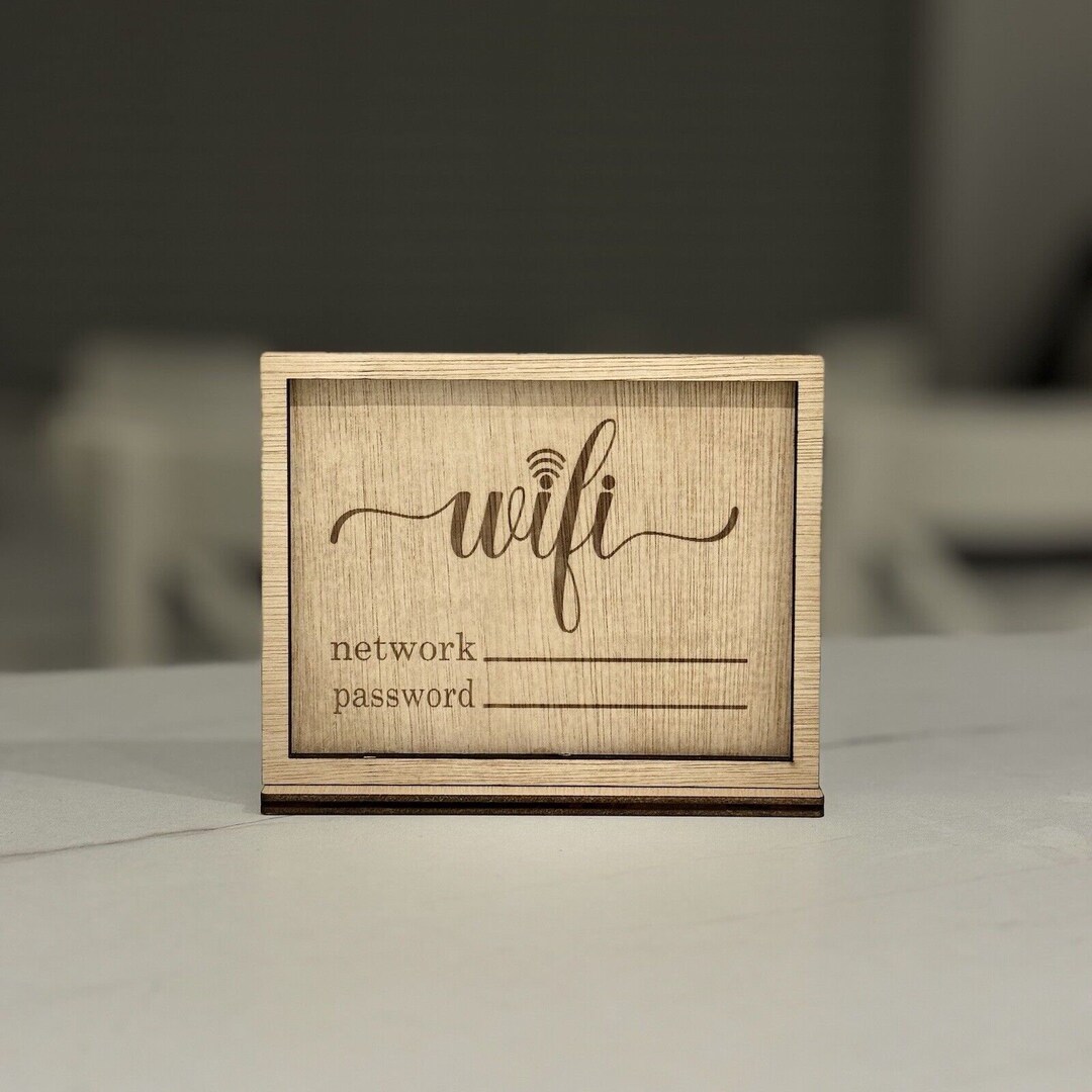 Personalised Wifi Sign - Wooden Wifi Plaque & Stand, Internet Name ...