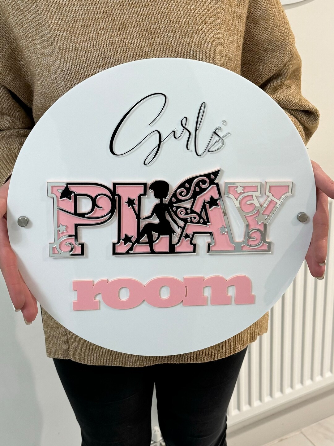 Personalised Sign Play Room Kids Mirror 3D Logo Sign Customisable Wall ...