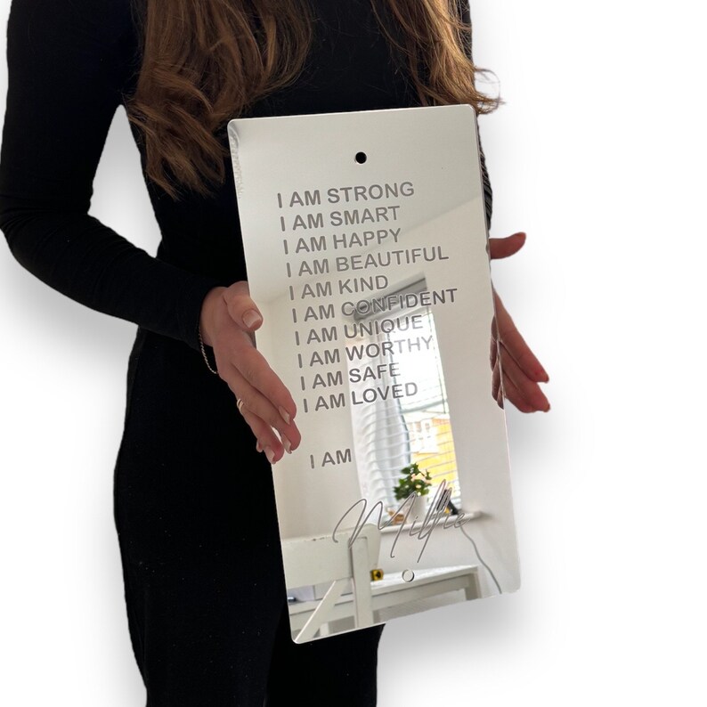 Personalised Mirror LED Night Light CABLE POWERED Affirmations Mirror ...