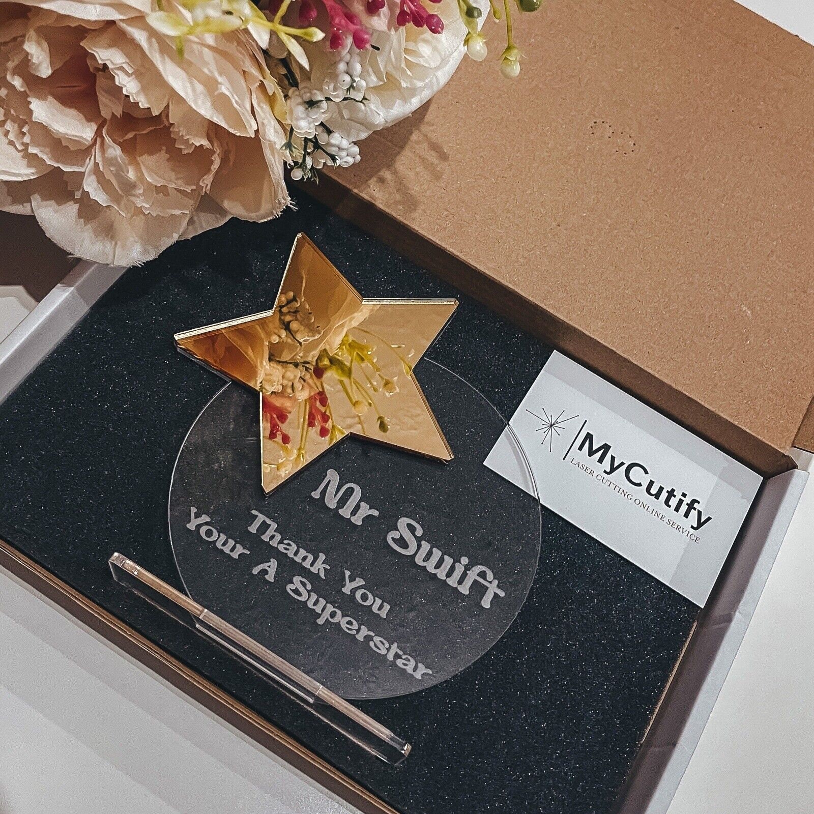 Personalised Engraved Trophy, With Mirror Acrylic Star Award ...