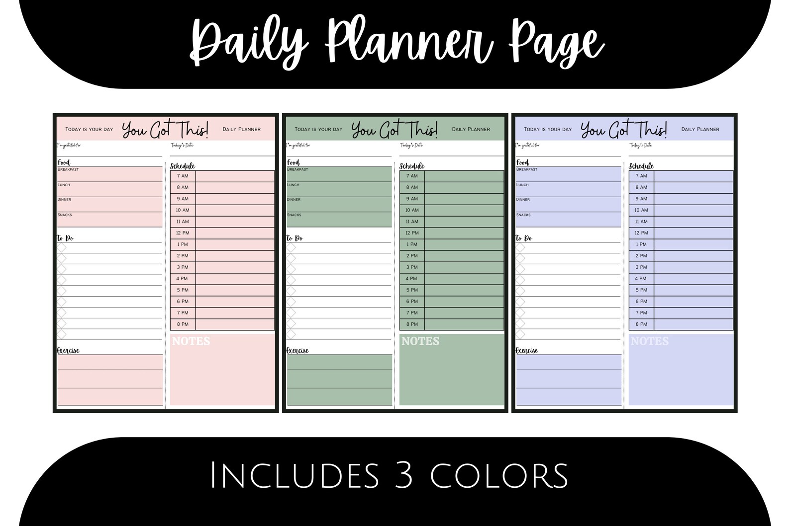 Daily Planner Page, Daily Planning, Daily Schedule, to Do List - Etsy
