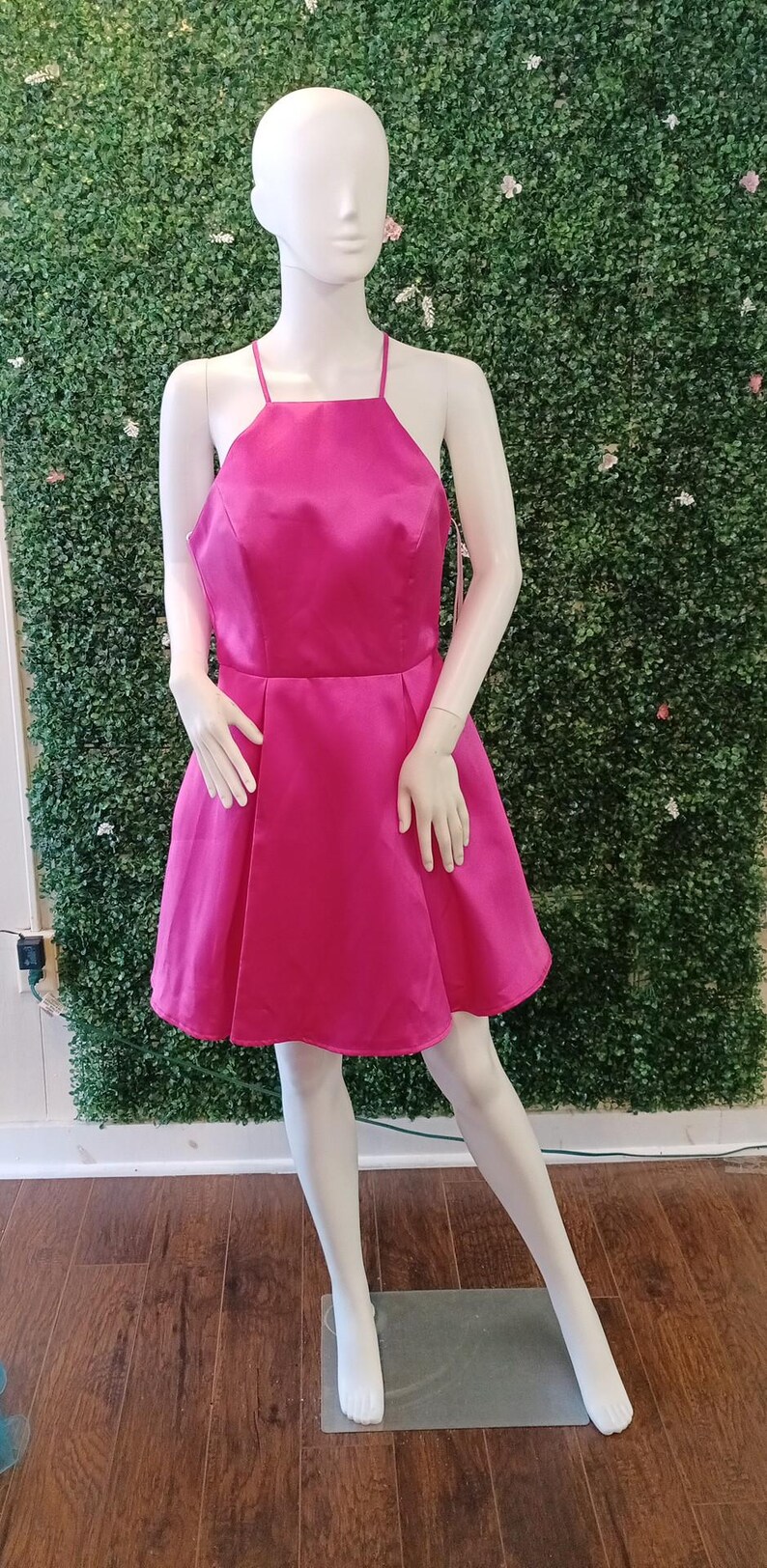 Hot Pink Halter Fit and Flare With Pockets - Etsy