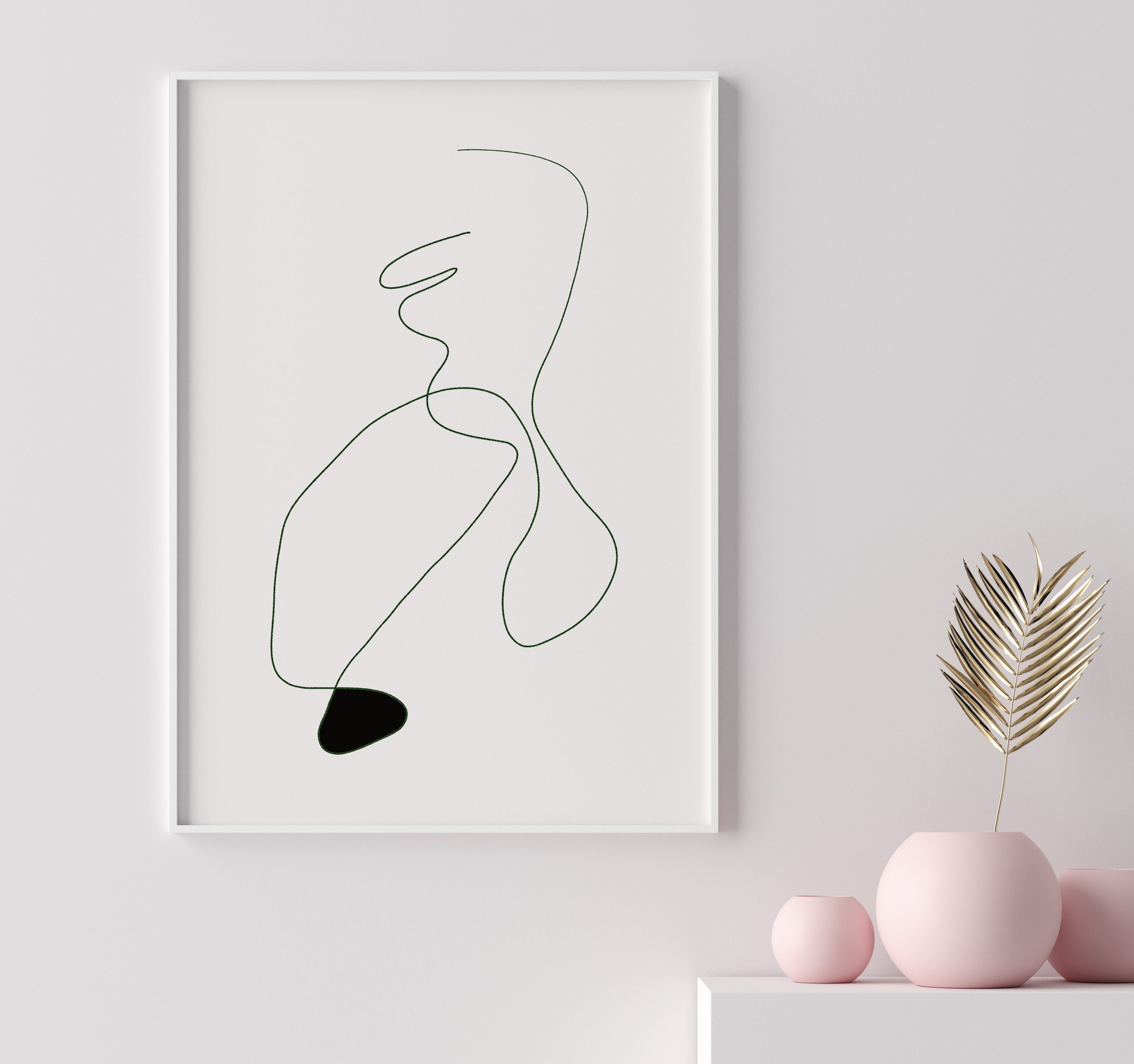 Abstract Lines Printable Wall Art Green One Line Art Beige - Etsy