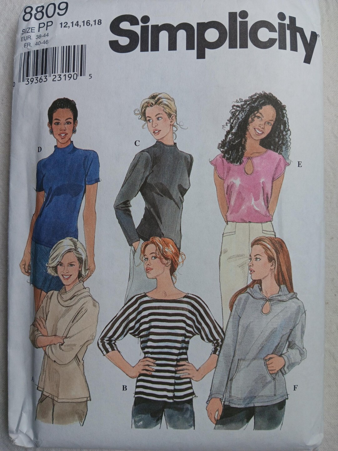 Uncut 8809 Simplicity Sewing Pattern Misses Knit Tops- Pattern Sizes 12-14-16-18 Pre-owned ...