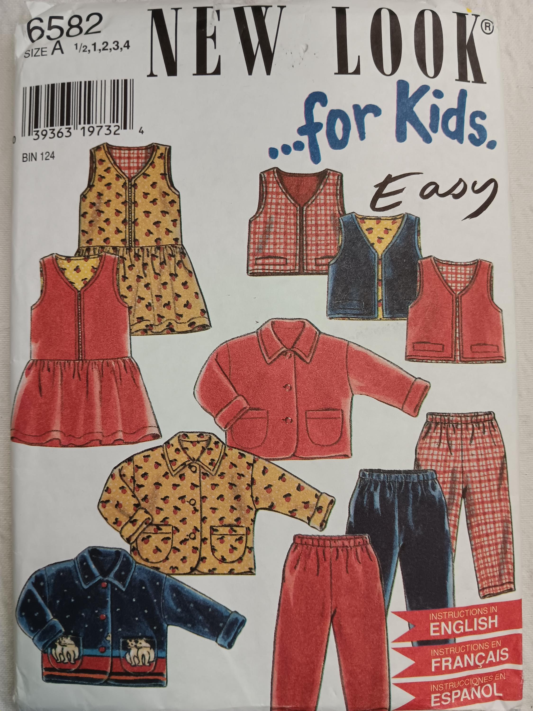 Uncut New Look 6582 Sewing Pattern Childrens Pants, Vest, Shirt, and ...