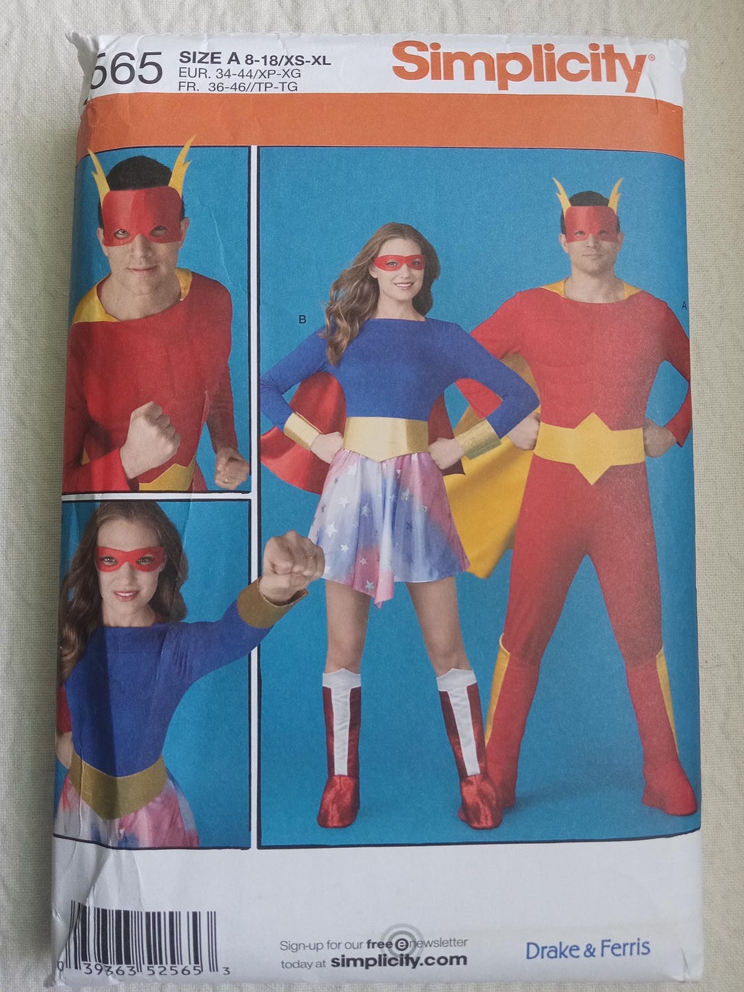 2565 Simplicity Costume Sewing Pattern Adult Pattern Sizes 8-18/XS-XL ...
