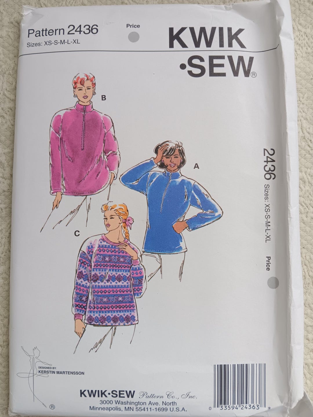 Vintage Uncut 2436 Kwik Sew Sewing Pattern Misses Knit Tops- Pattern ...