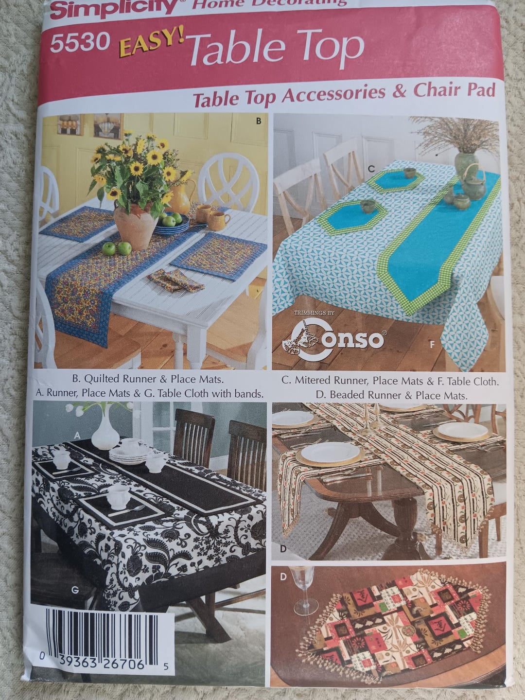 Uncut 5530 Simplicity Sewing Pattern, Table Accessories-place Mats ...