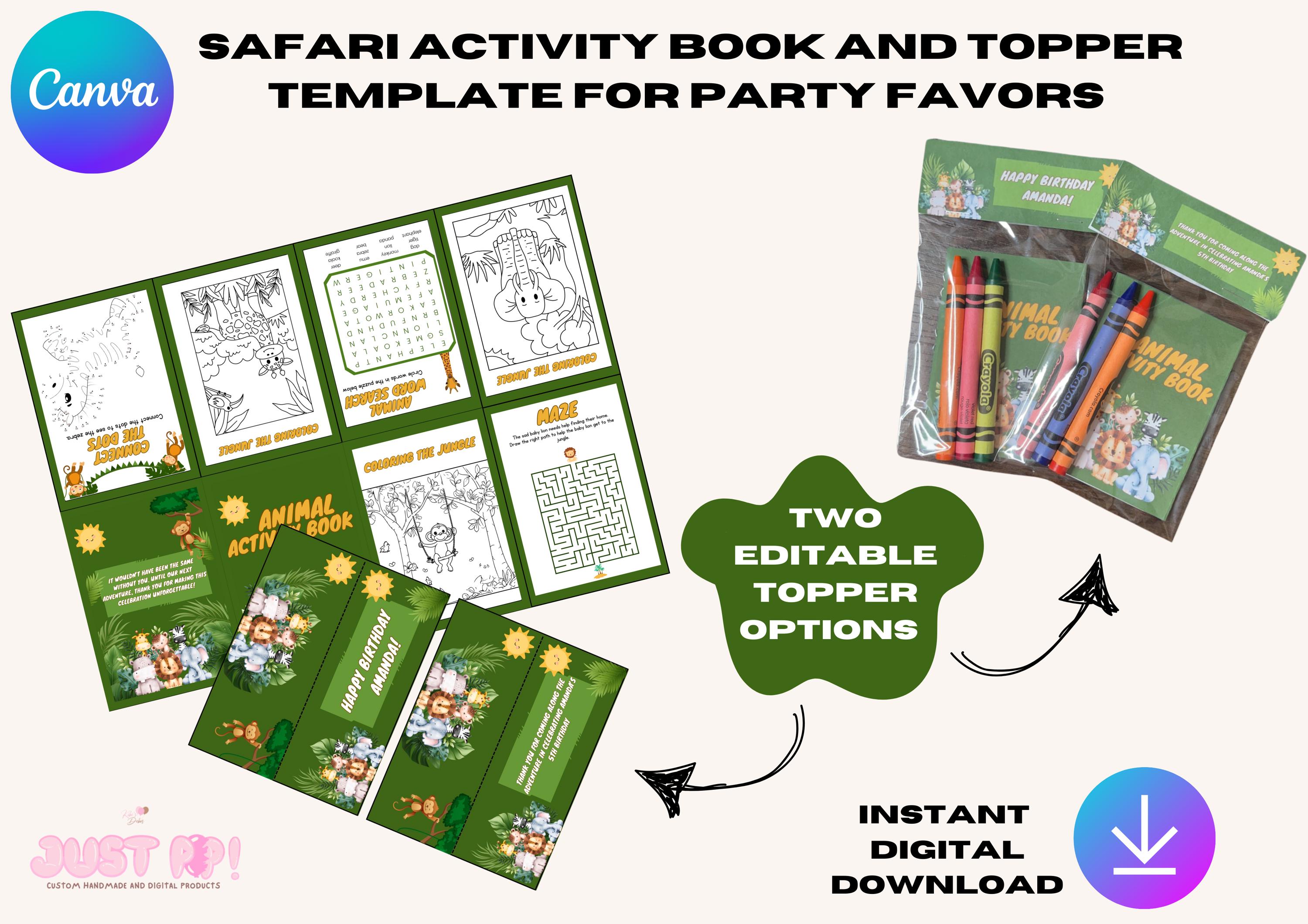 Safari Adventure Activity Booklet & Canva Topper Template | Fun Kids ...