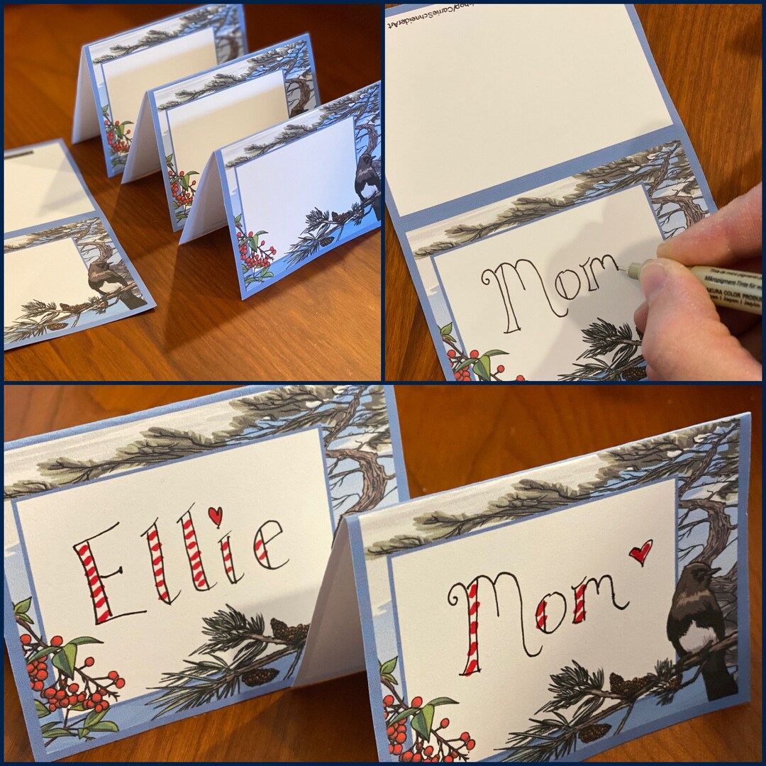 PRINTABLE —winter Holiday Place Cards —buffet Labels—christmas Season ...