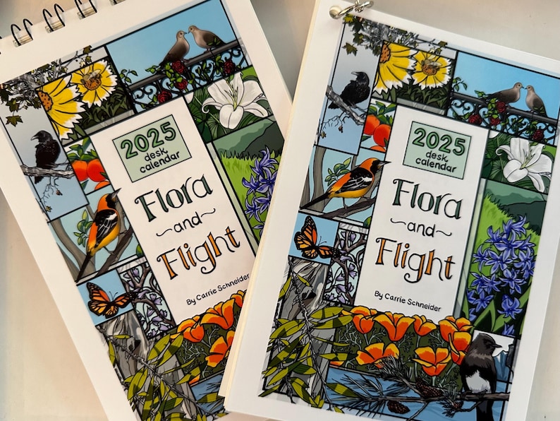 2026 Desktop Calendar, Flora and Flight, Small Desk Calendar, Botanical ...