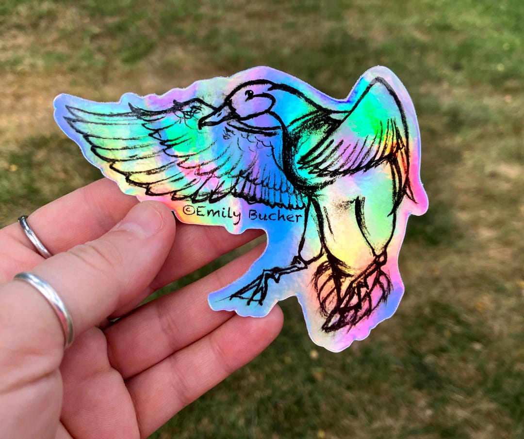 Mallard Duck Landing Holographic Vinyl Sticker Decal | Emily Bucher ...