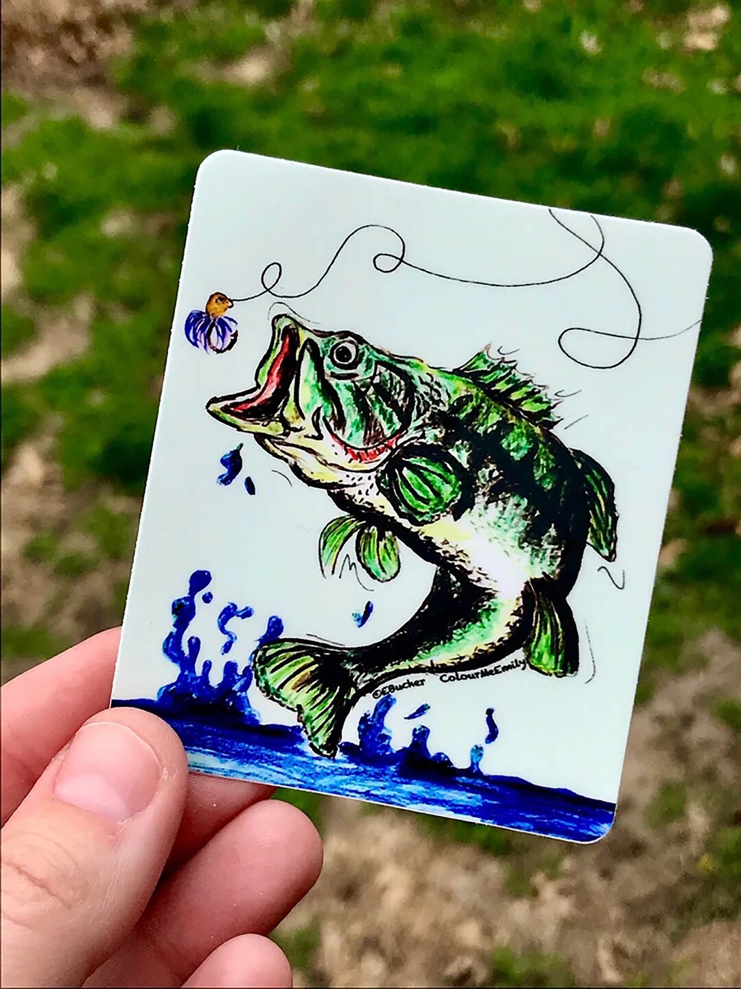 Largemouth Bass With Jig Fishing Lure Vinyl Sticker Decal | Emily ...