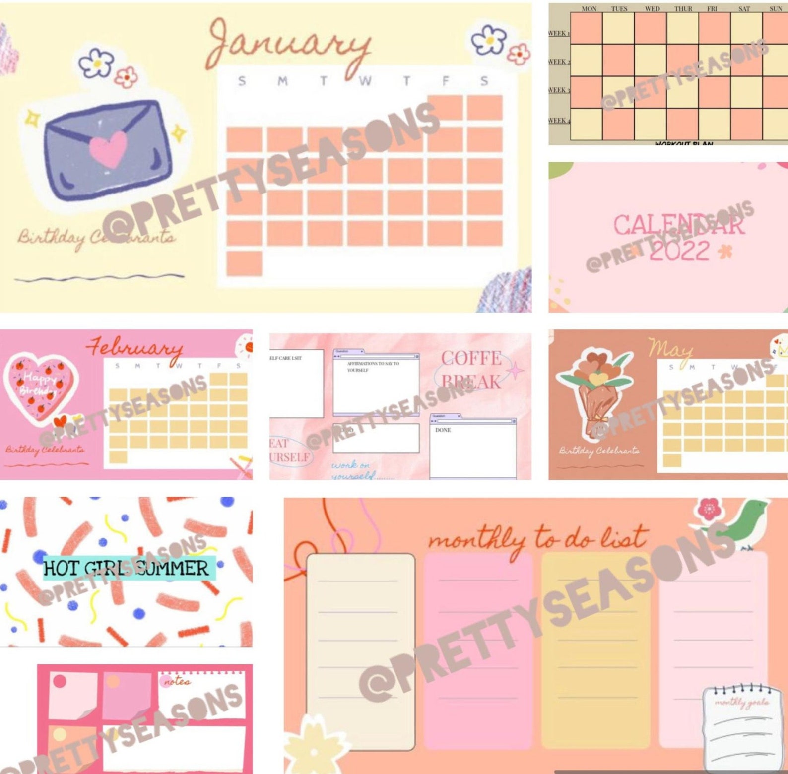 DIGITAL Calendar, Cute Calendar, Y2K Calendar, Printable Calendar ...