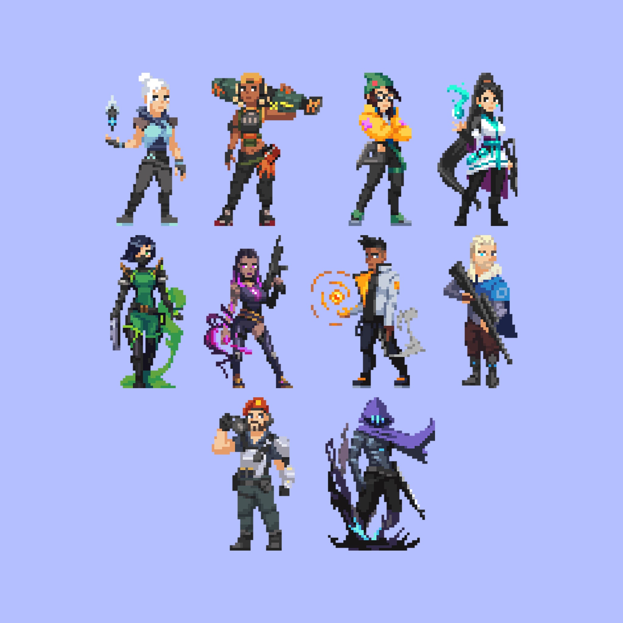 Valorant Pixel Agents PNG Bundle, PNG Files, Pixel Art, Valorant Art - Etsy