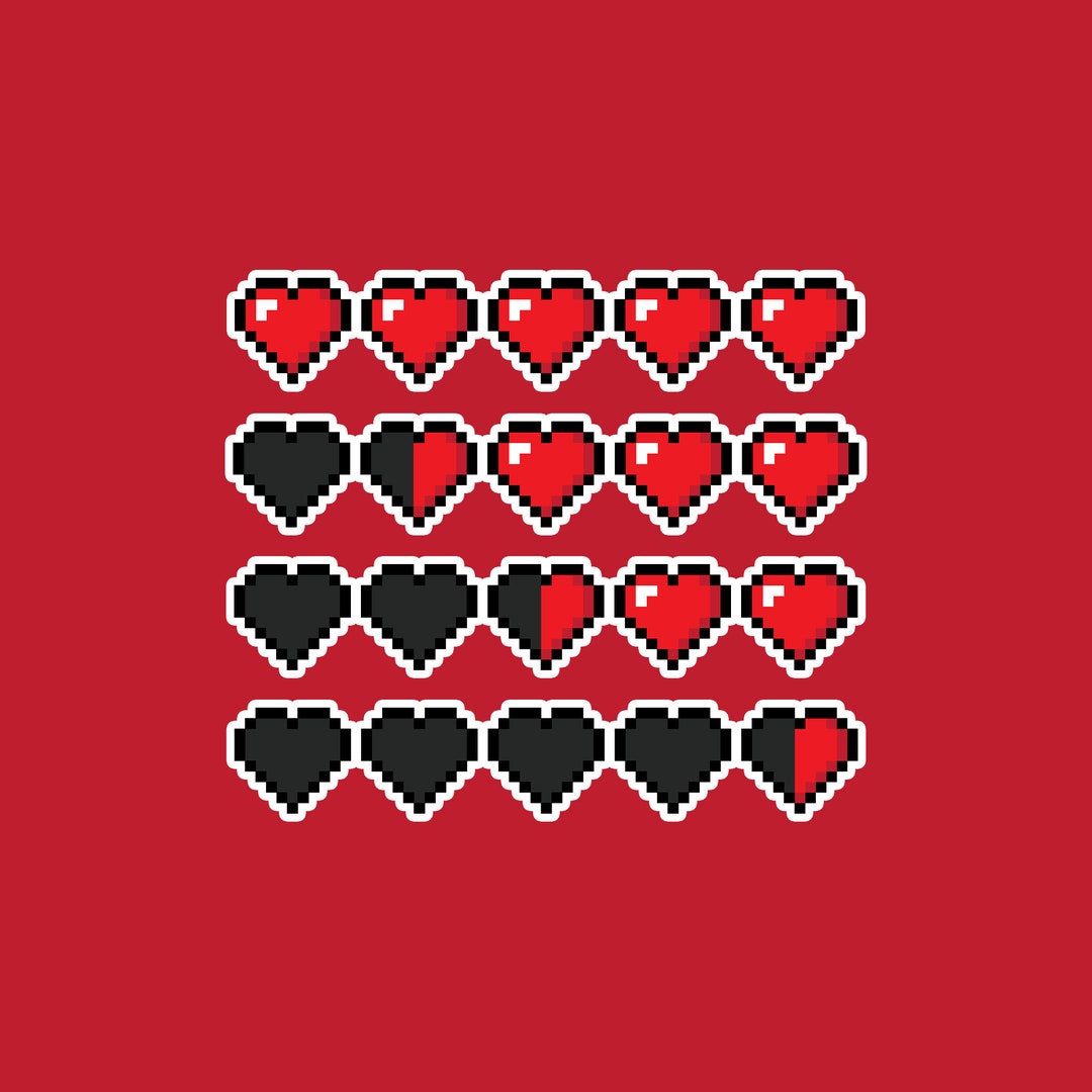 Pixel Health Bar Sticker, Video Game Sticker, Laptop Sticker, Water ...