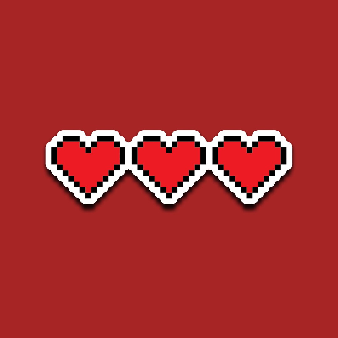 Pixel Hearts Sticker, Cute Heart Sticker, Gaming Heart, Video Games ...