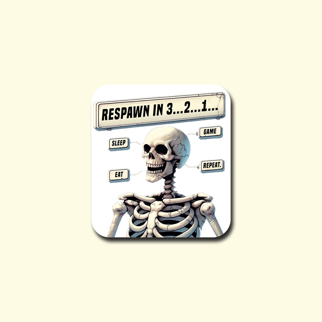 Gamer Life Sticker, Funny Gaming Sticker, Gaming Skeleton, Video Games ...