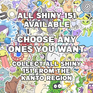 SHINY Pokemon Gen 1 Sticker Choose Which Ones You Want, Shiny Pokemon ...