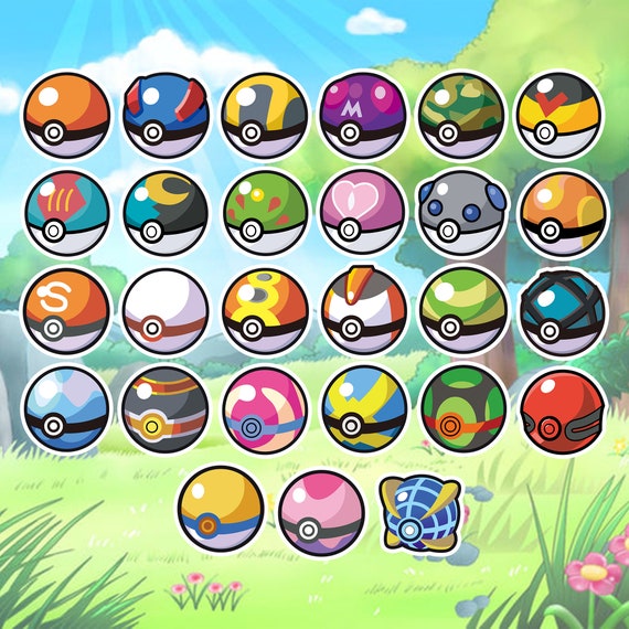 Poke Ball Waterproof Sticker Set of 27 Stickers - Etsy