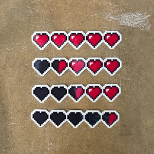 Pixel Health Bar Sticker, Video Game Sticker, Laptop Sticker, Water ...