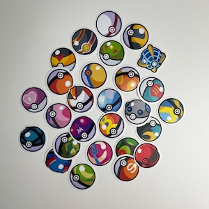 Poke Ball Waterproof Sticker Set of 27 Stickers - Etsy