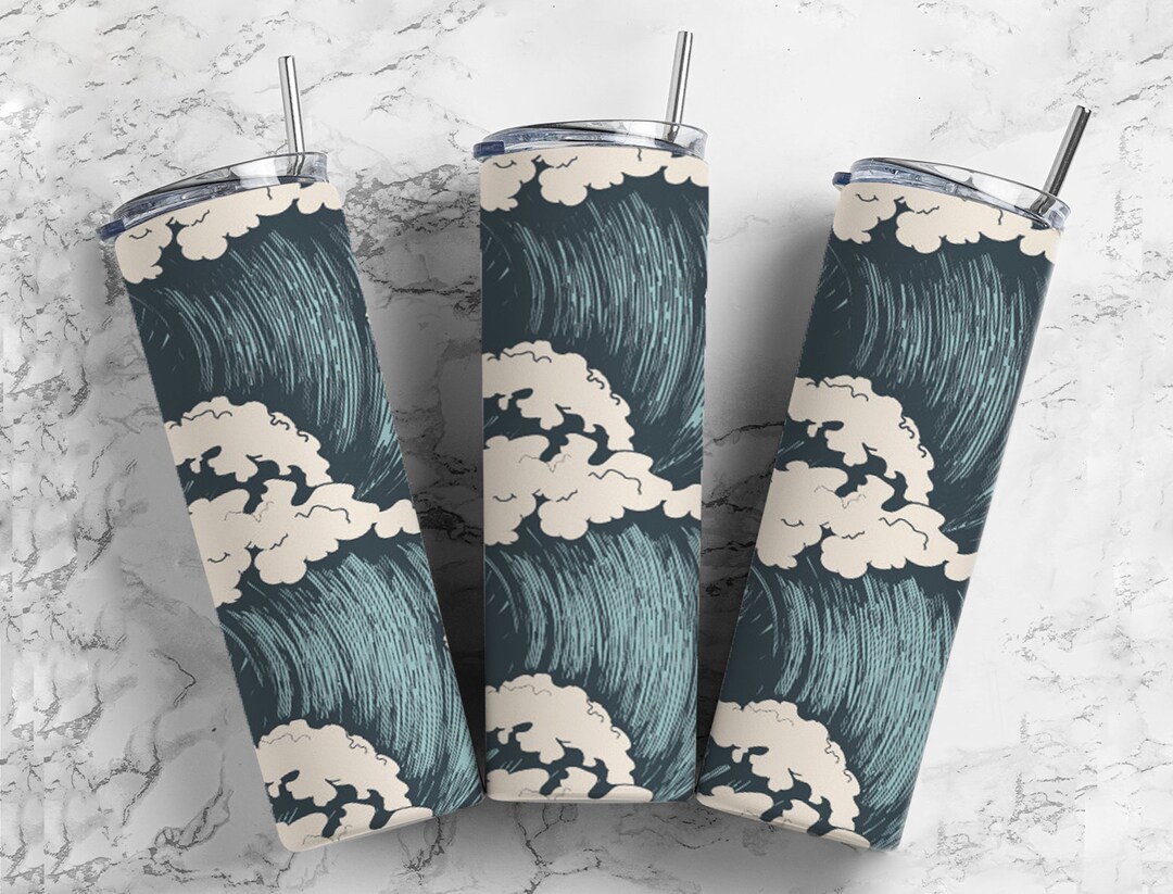 Japanese Wave Design 20 Ounce Insulated Tumbler Personalized Gift ...