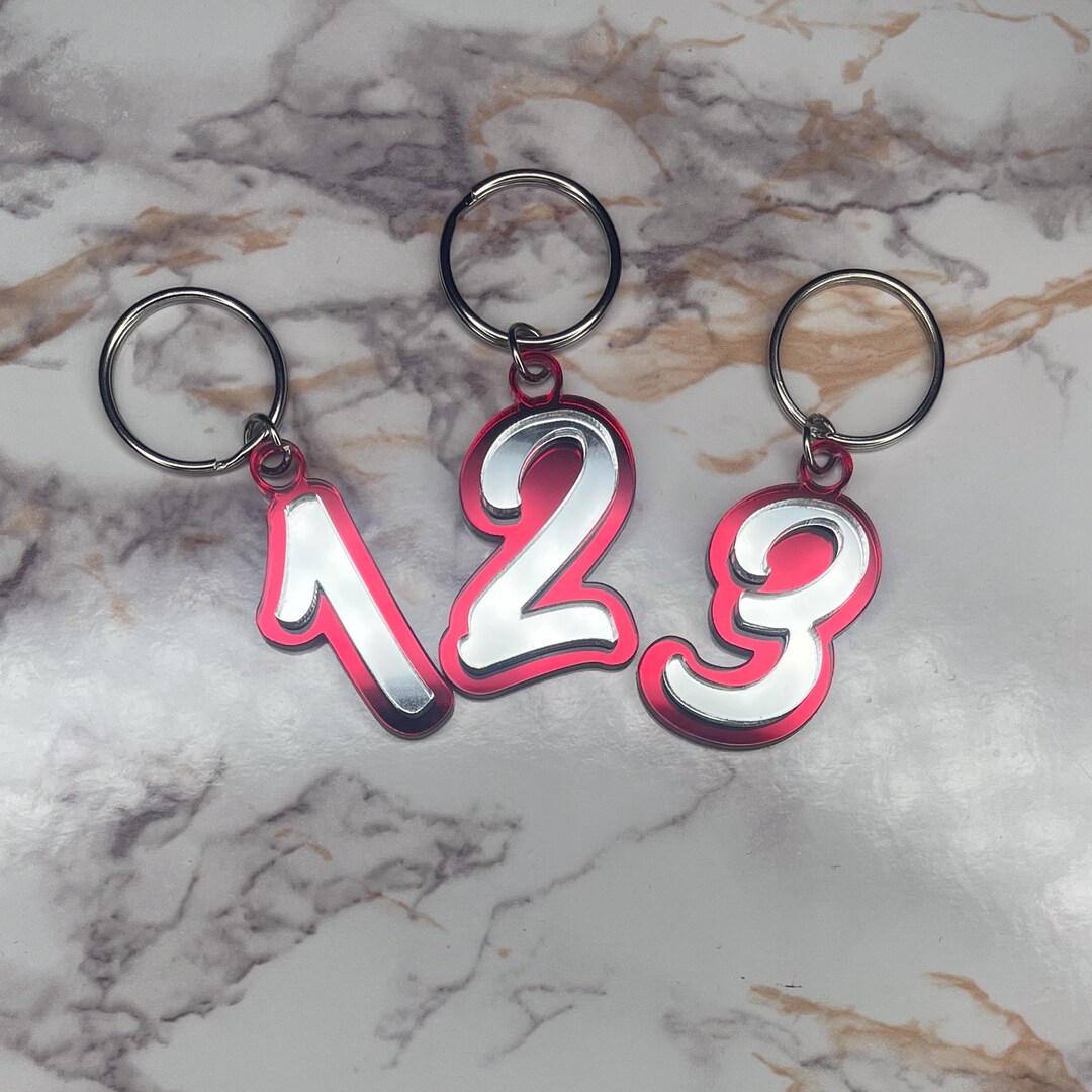 Line Number Keychain | Crimson and Cream Keychain | Sorority Keychain ...