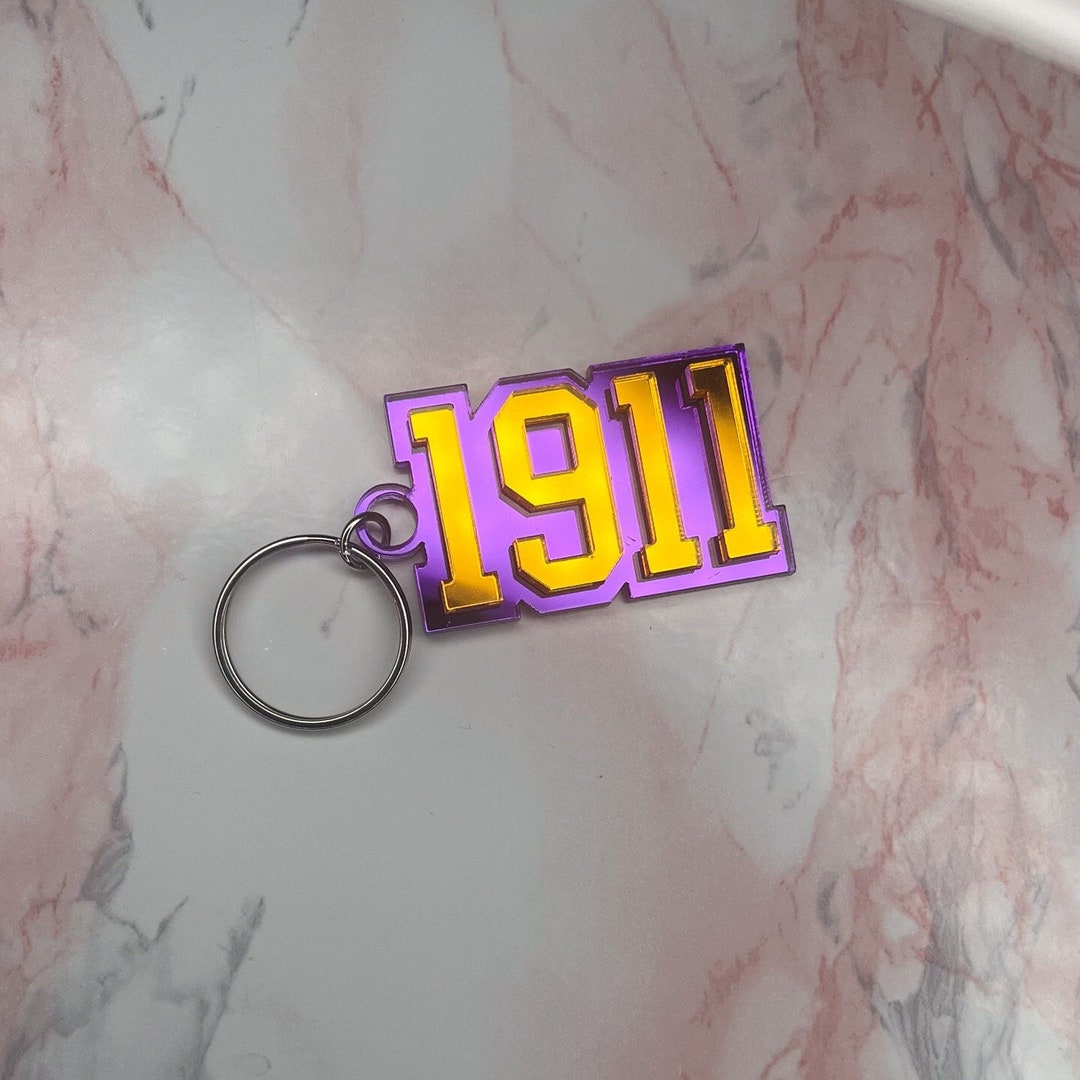 1911 Keychain Purple and Gold Keychain Purple and Gold Fraternity Charm ...