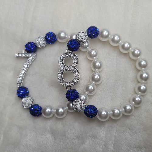 Zeta Phi Beta Blue and White Line Number Bracelet - Etsy