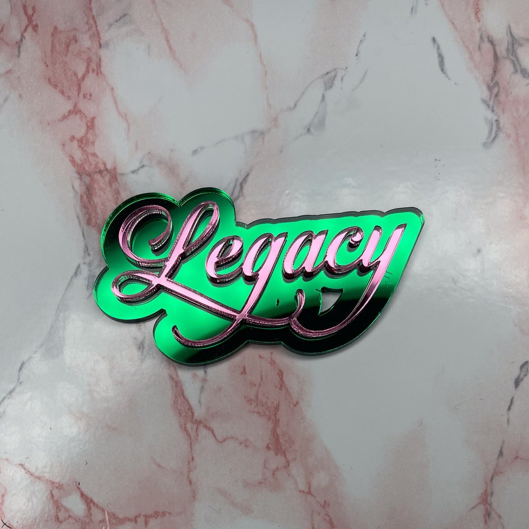 Legacy Pin | Mirror Legacy Badge | Sorority Pin | Pink and Green ...
