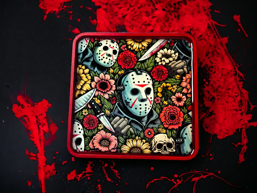 Jason Horror Coaster 3D Printed and Resin Filled With Cork Bottom Gift ...